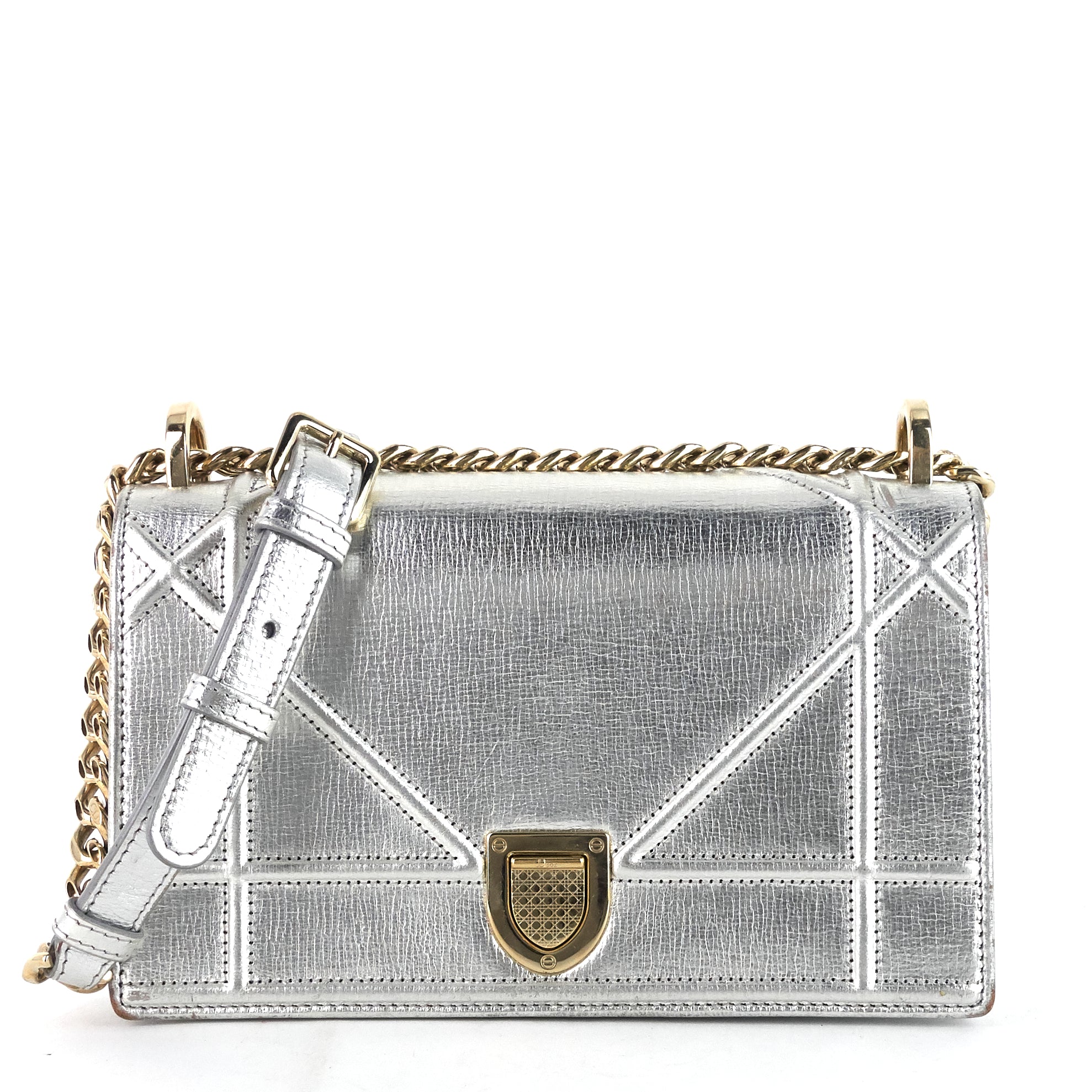 Pre-Owned Dior Diorama Metallic Leather Flap Bag – Poshbag Boutique